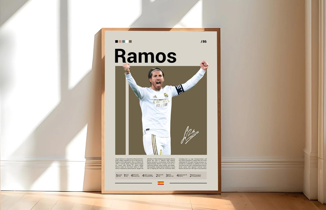 Sergio Ramos Poster, Real Madrid Poster, Soccer Gifts, Sports Poster ...