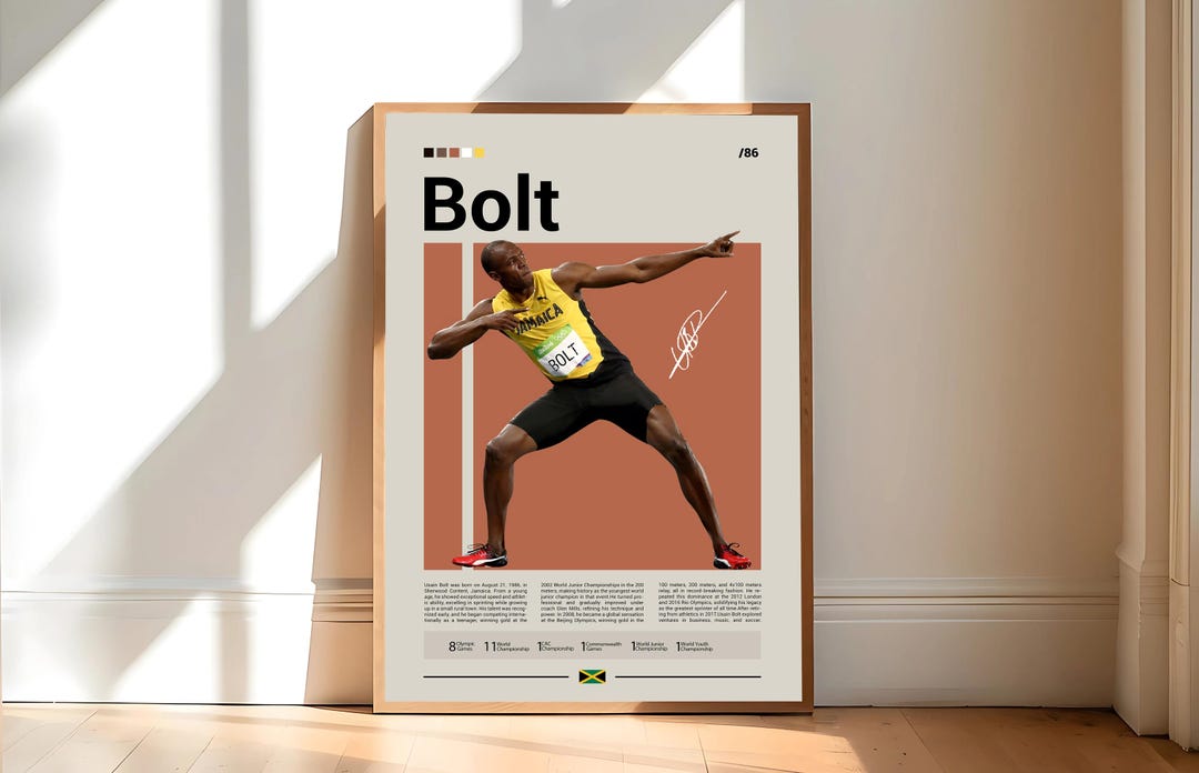 Usain Bolt Poster, Running Poster, Athletics Prints, Sports Poster, Mid ...