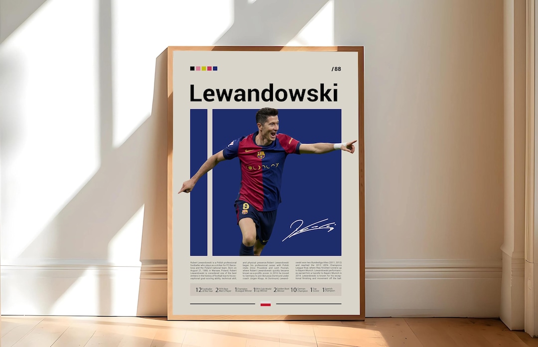 Robert Lewandowski Poster, Barcelona Poster, Soccer Gifts, Sports ...