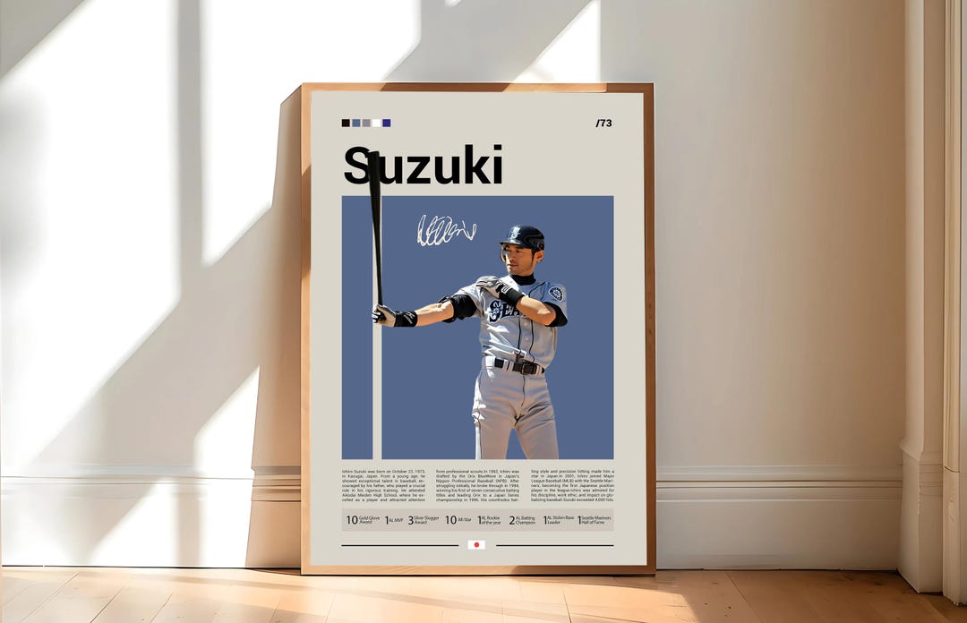 Ichiro Suzuki Poster, Seattle Mariners, Baseball Prints, Sports Poster ...