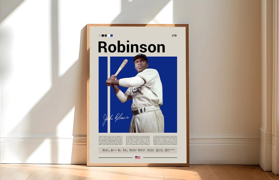 Jackie Robinson Poster, Brooklyn Dodgers, Baseball Prints, Sports ...