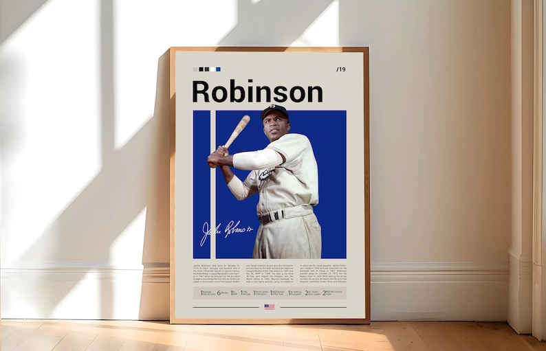 Jackie Robinson Poster, Brooklyn Dodgers, Baseball Prints, Sports ...
