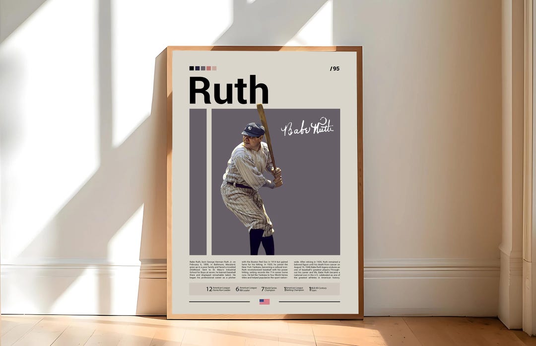 Babe Ruth Poster, New York Yankees, Yankees Print, Baseball Prints ...