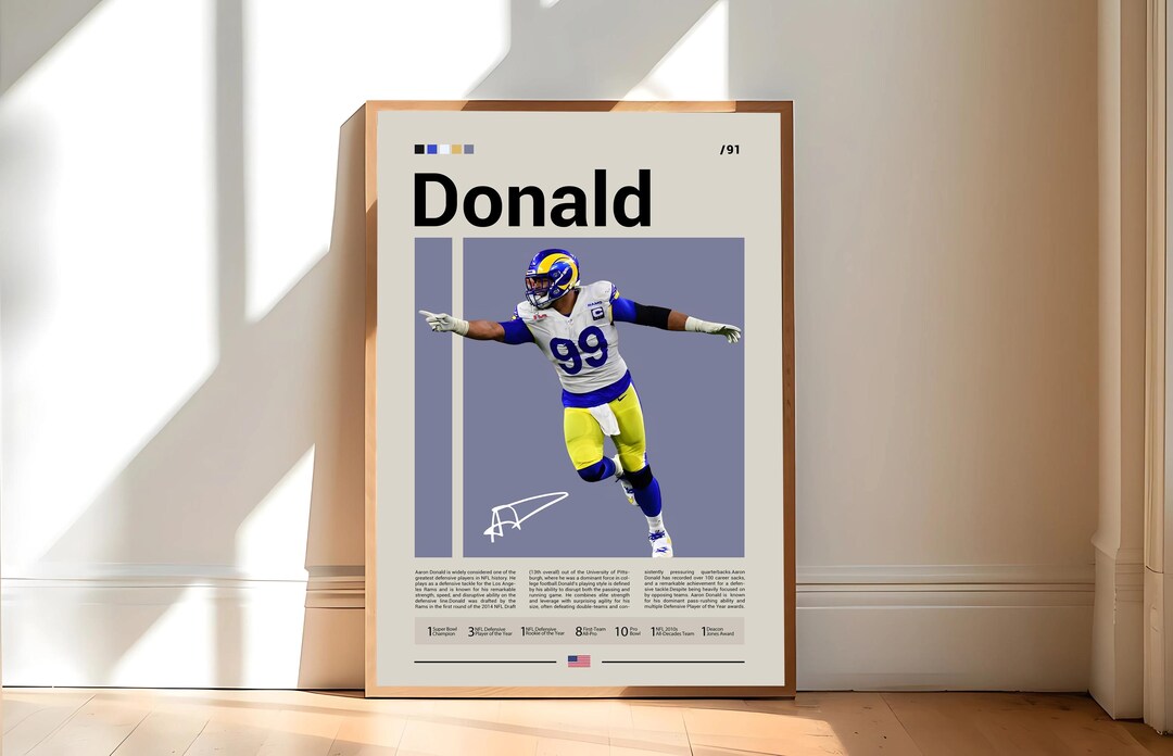 Aaron Donald Poster, LA Rams Poster, Rams Fan Gift, NFL Poster, Sports ...
