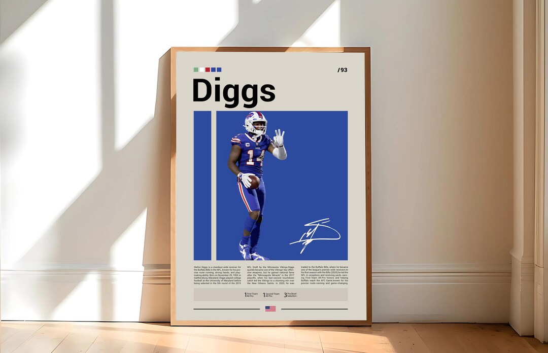 Stefon Diggs Poster, Buffalo Bills Poster, Bills Fan Gift, NFL Poster ...