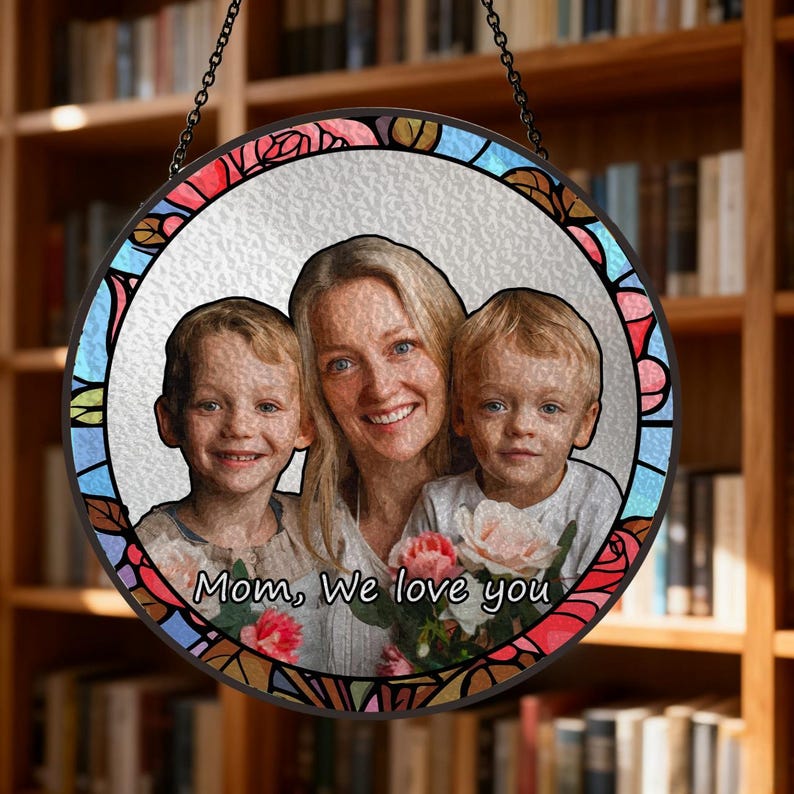 Custom Family Photo Stained Glass Suncatcher, Family Portrait ...