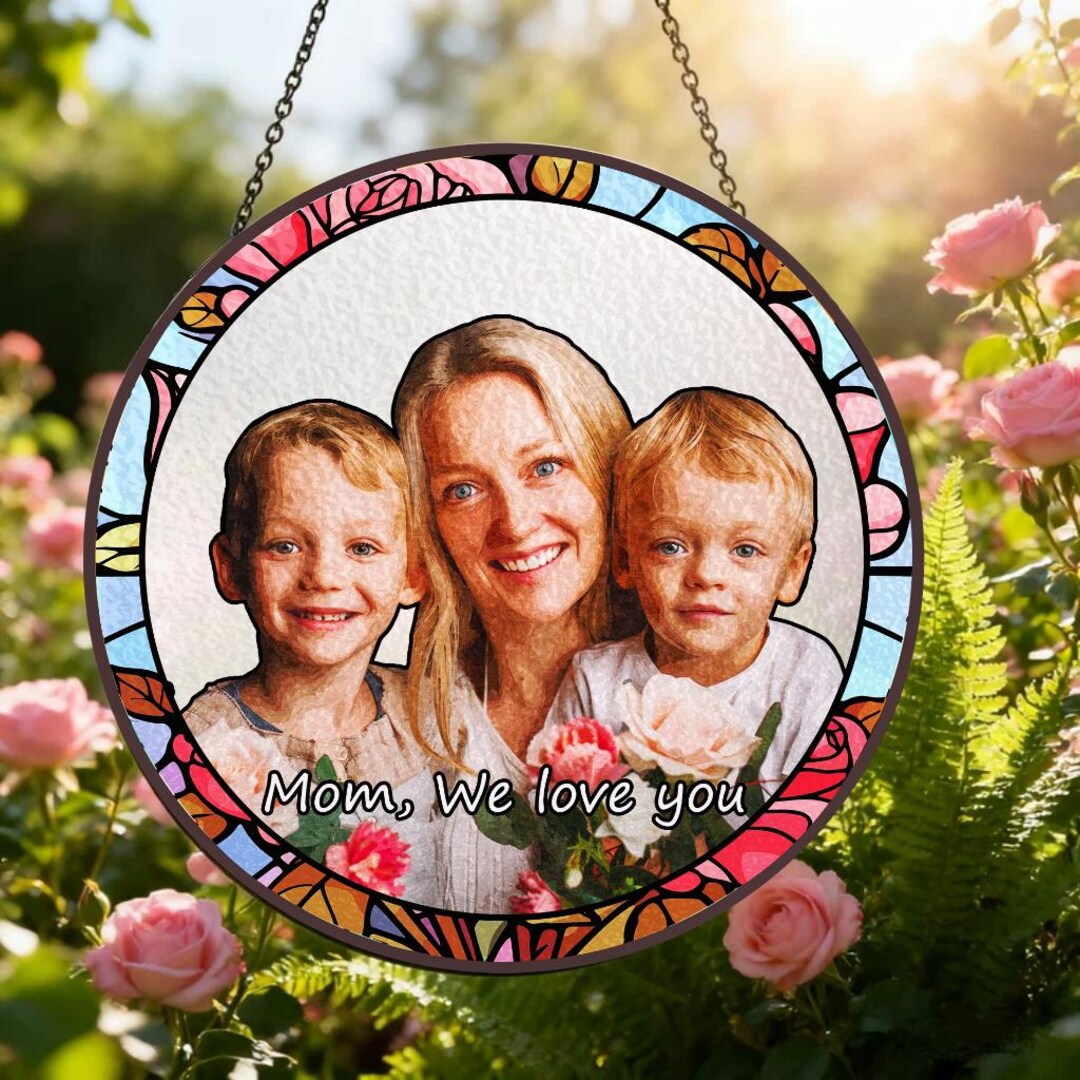 Custom Family Photo Stained Glass Suncatcher, Family Portrait ...