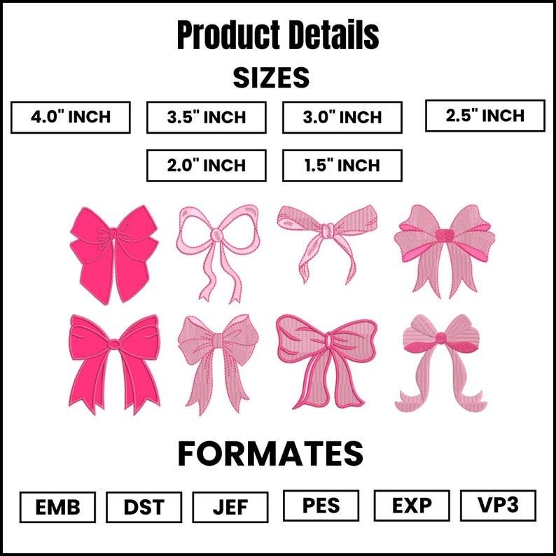 Mini Bow Machine Embroidery Design Ribbon Bow Tie Embroidery, Side Bow ...