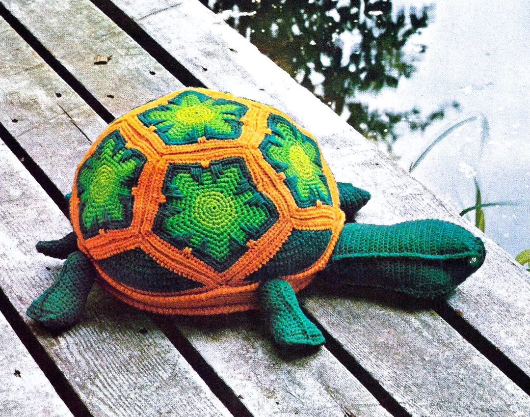 Turtle Pillow and Toy Crochet Pattern 1970's Vintage - Etsy