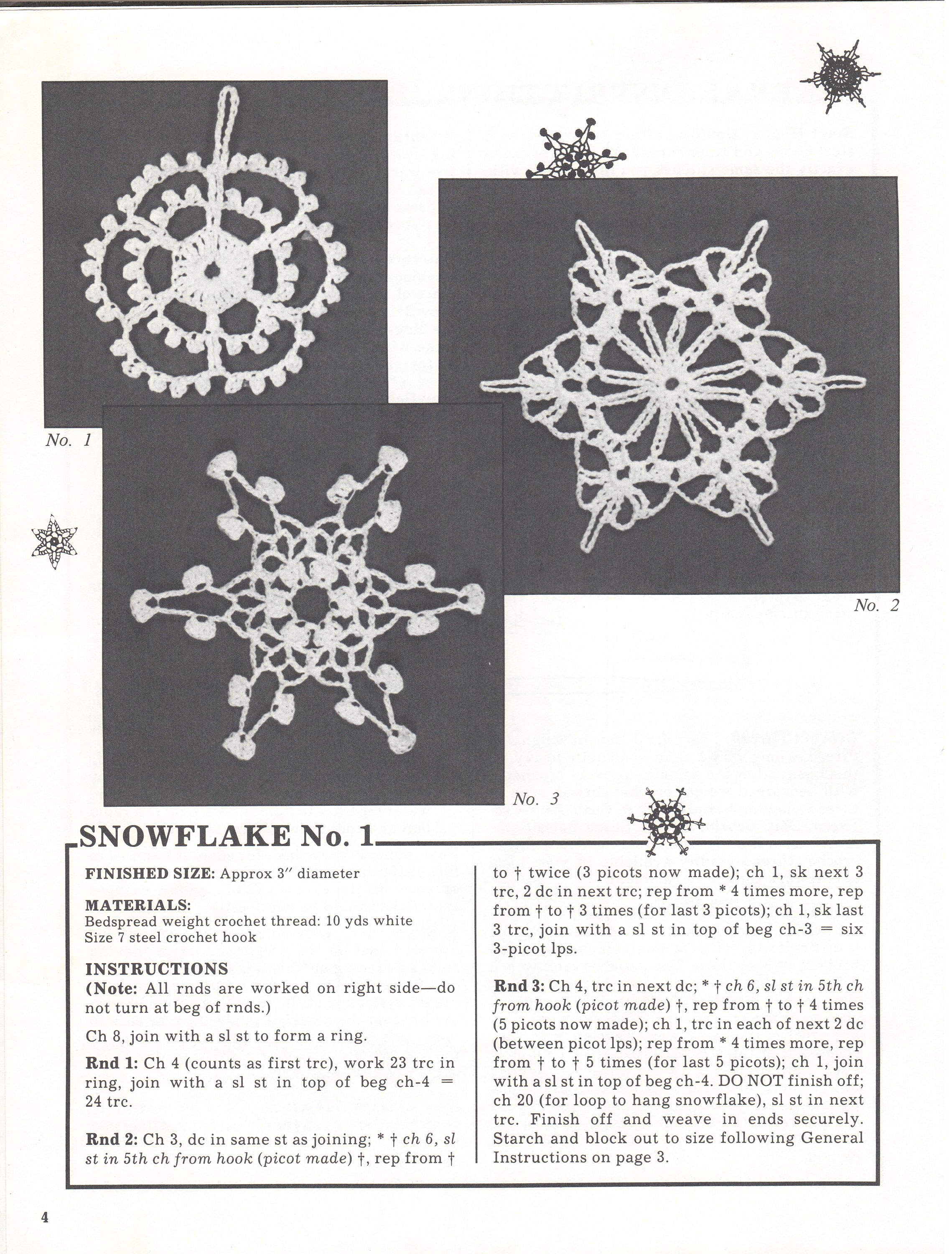 Crocheted Snowflakes - Vintage Patterns Tested 1983 - Etsy