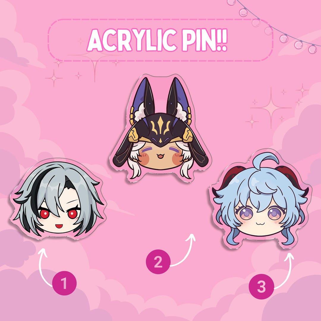 Anime Acrylic Pin | Cute One-sided Design | Kawaii Collectible Gift for ...