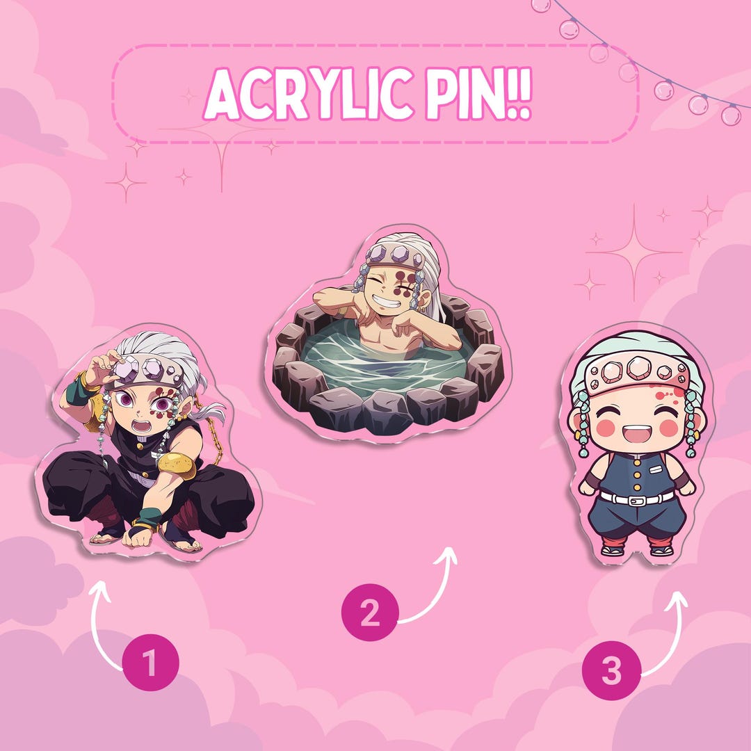 Anime Acrylic Pin | Cute One-sided Design | Kawaii Collectible Gift for ...