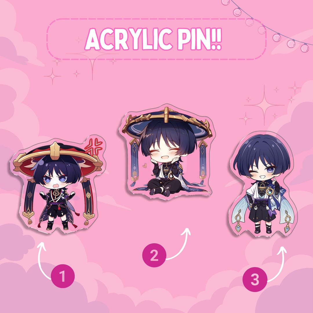 Anime Acrylic Pin | Cute One-sided Design | Kawaii Collectible Gift for ...
