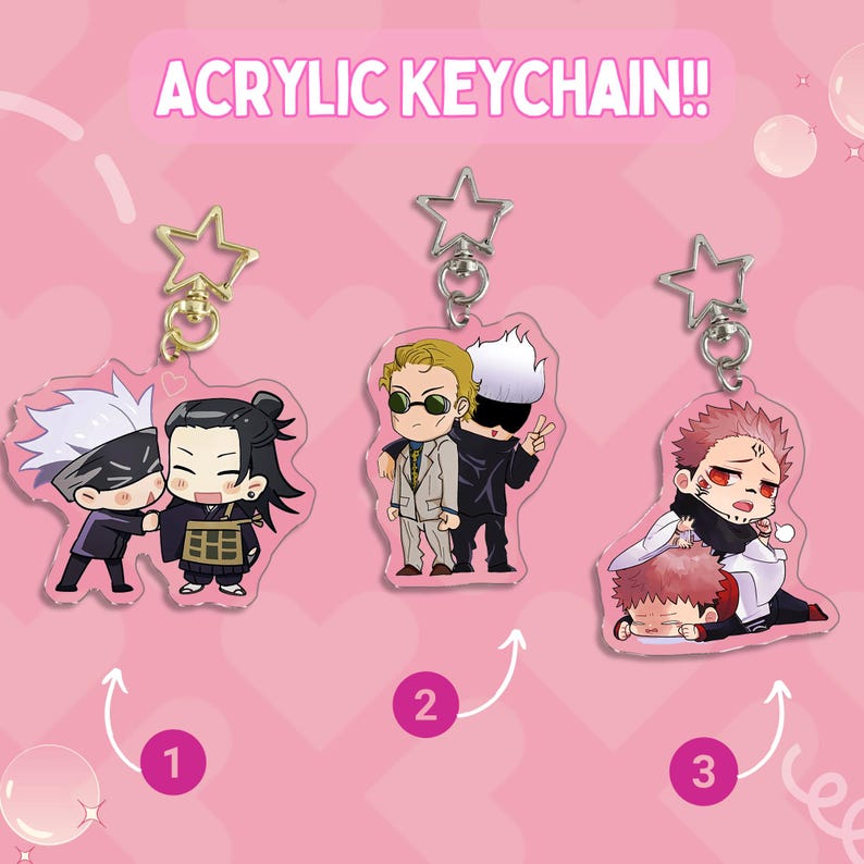 Jujutsu Kaisen Keychains | Saturo Gojo, Suguru Geto, Kento Nanami, Yuji ...
