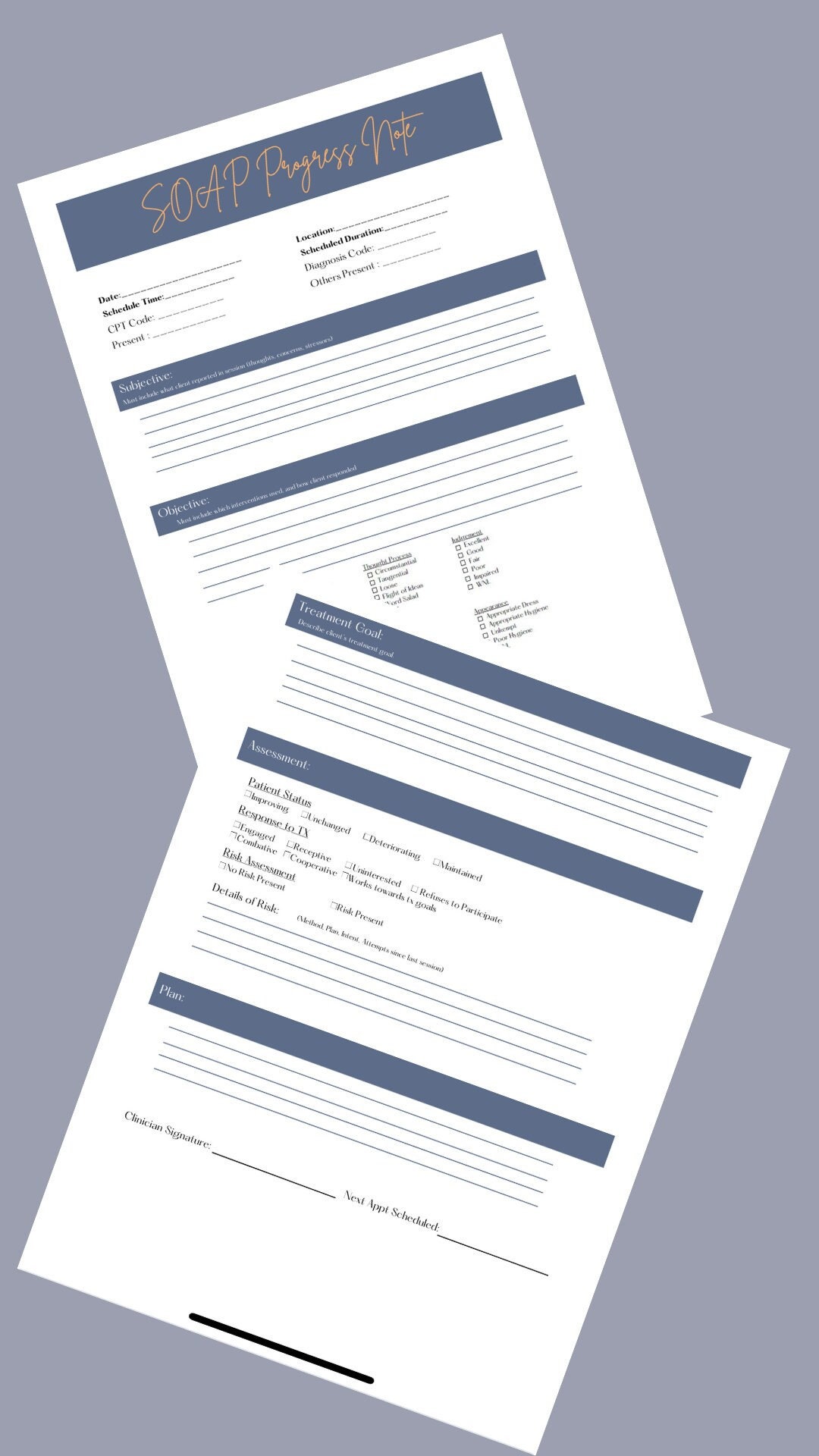 Fillable SOAP Note for Mental Health Providers - Etsy