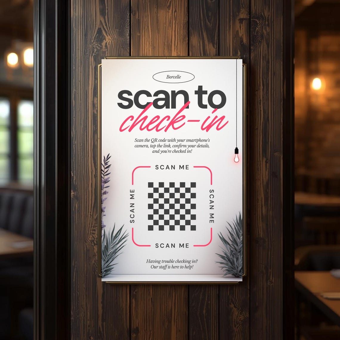 Editable Scan to Check in Sign Template | Modern QR Code Poster ...