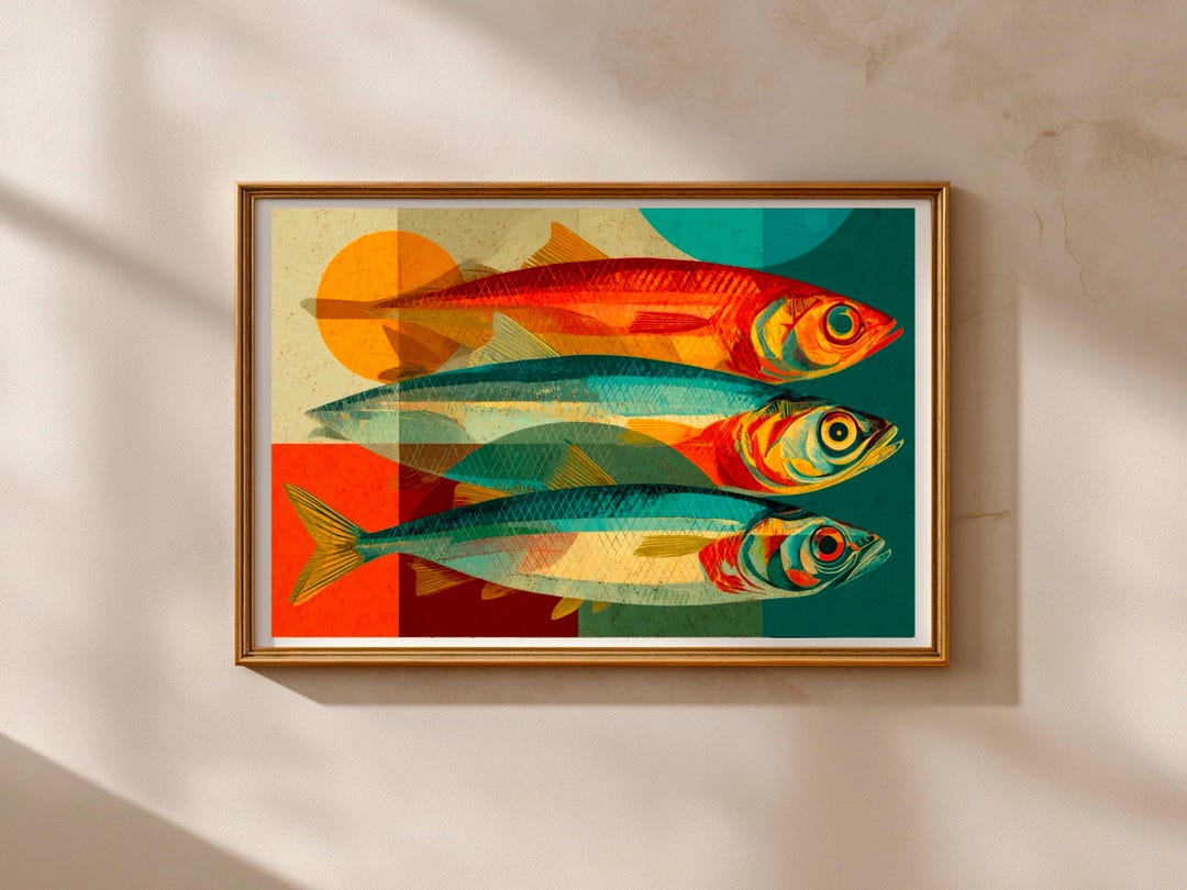Fish Digital Download Wall Art | Mid-century Modern Ocean Print | Sea ...