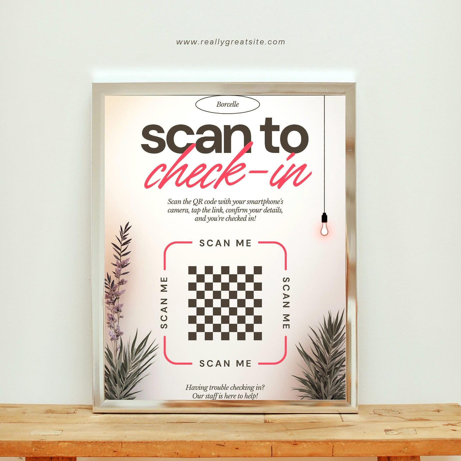 Editable Scan to Check in Sign Template | Modern QR Code Poster ...