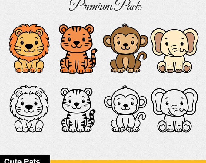 Lion SVG Cute Sitting Lion Outline Cut File for Cricut Silhouette ...