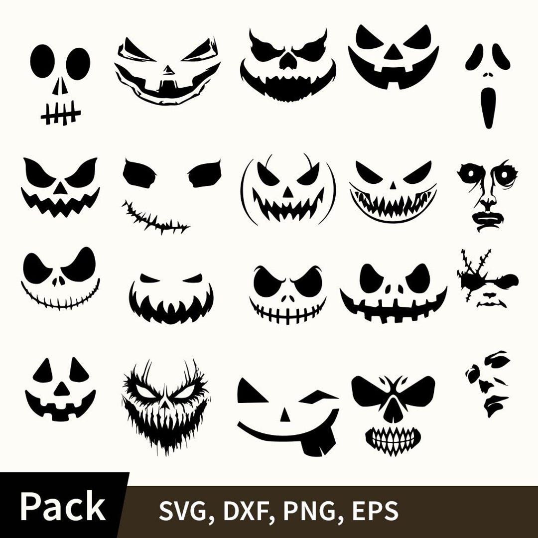 Spooky Halloween Face SVG Bundle, Ghost, Pumpkin (digital Files) - Etsy