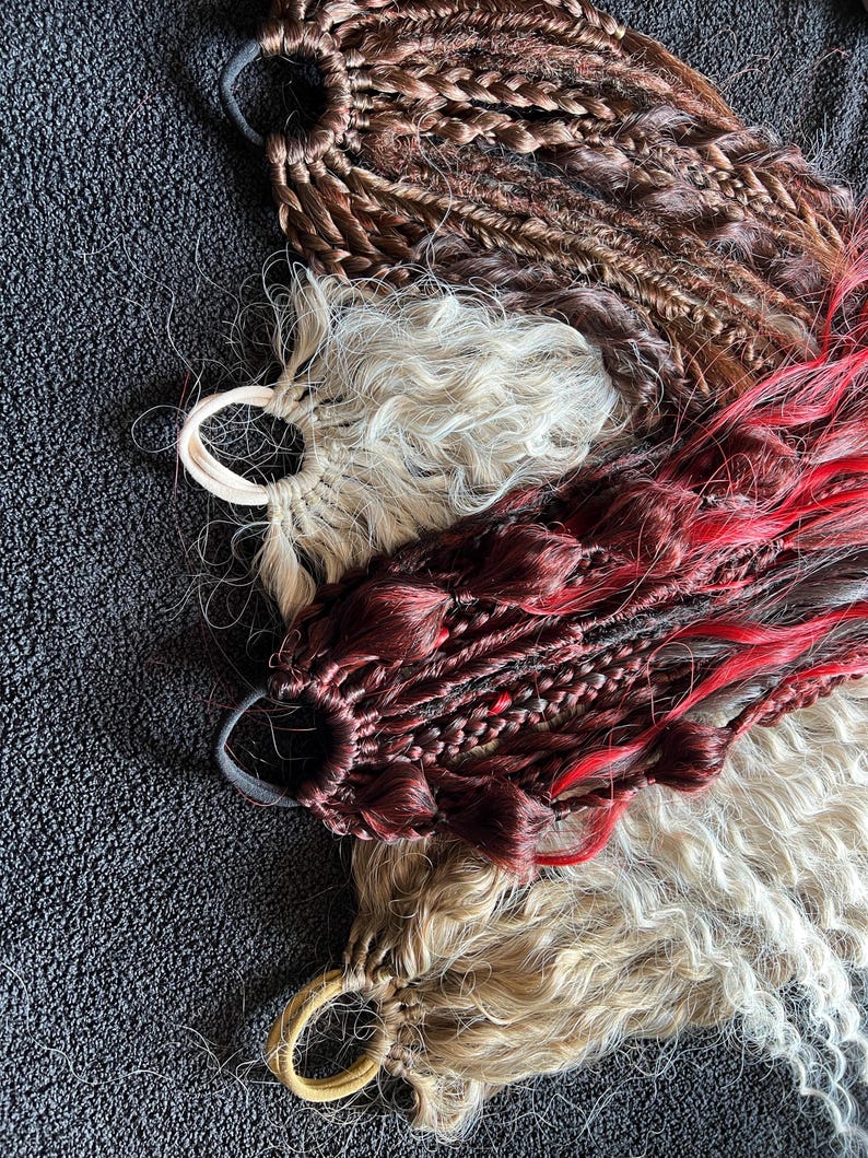 Fantasy Hair Tails With Braids, Dreads / Curls – Reusable Festival Hair ...