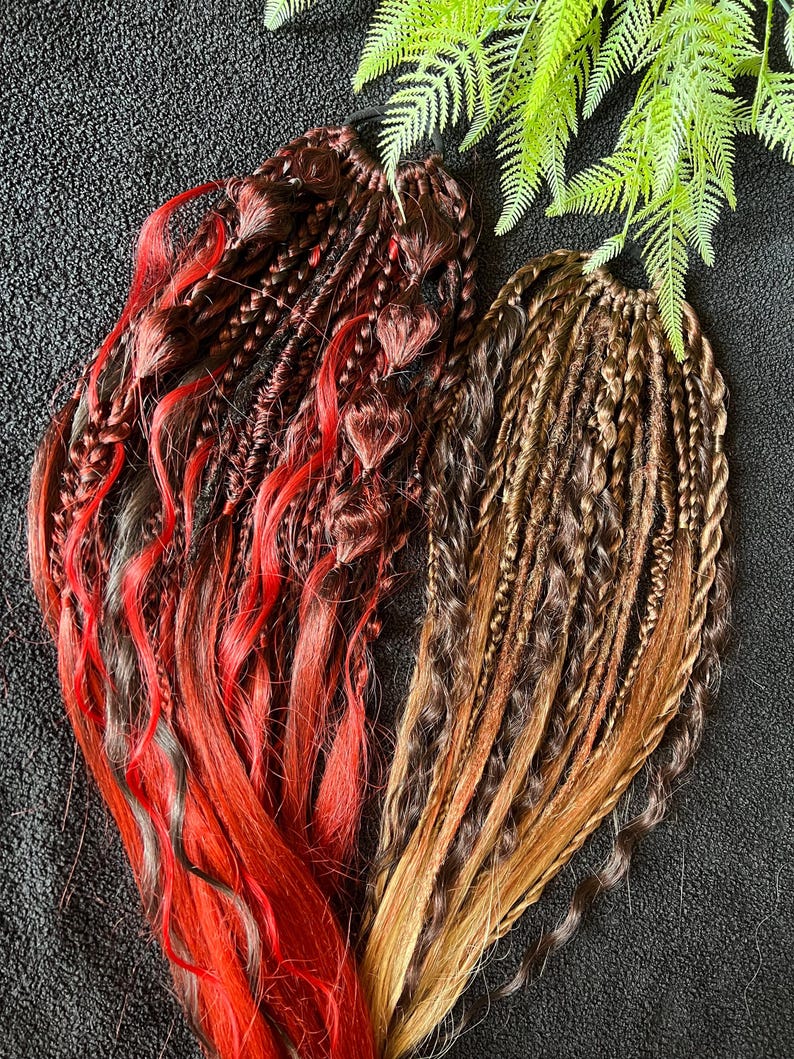 Fantasy Hair Tails With Braids, Dreads / Curls – Reusable Festival Hair ...