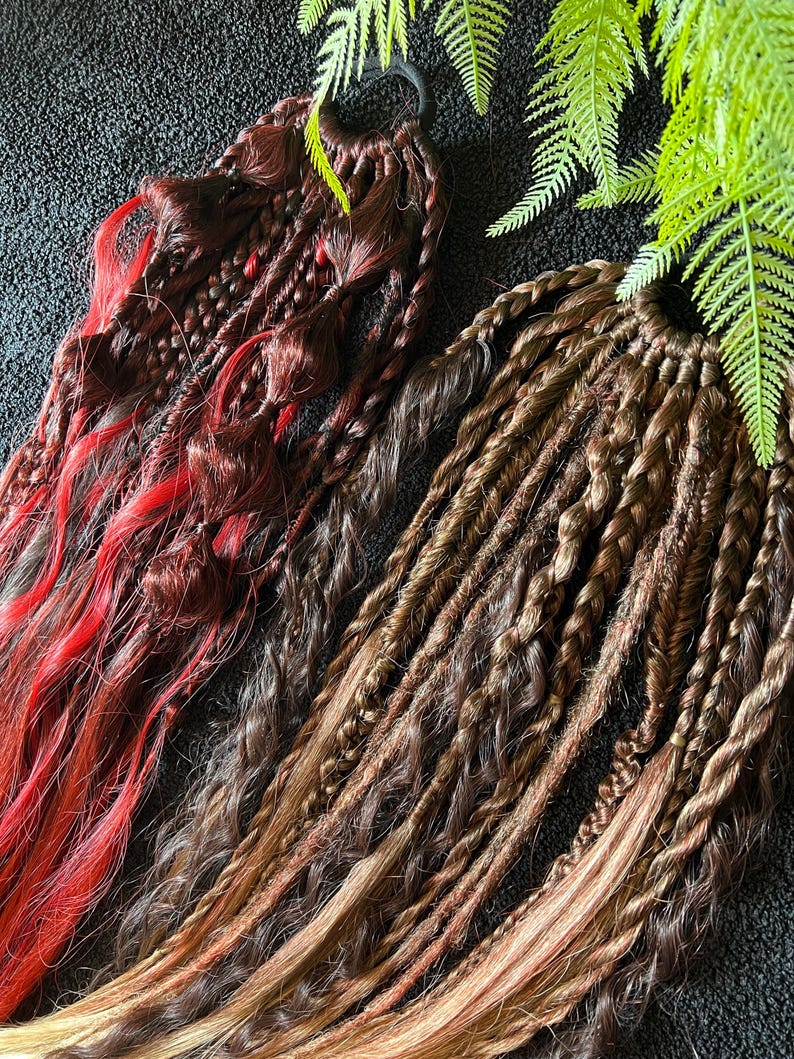 Fantasy Hair Tails With Braids, Dreads / Curls – Reusable Festival Hair ...