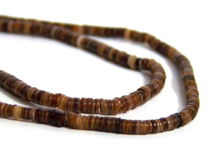 Heishi, Brown Tagnipis Shell, 2mm to 3mm, Full Bead Strand, 682H - Etsy