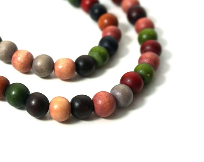 Colorful Wood Beads 8mm Round Earthy Rainbow Color Mix - Etsy