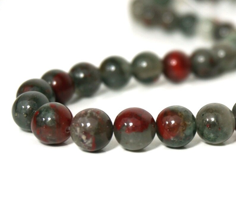 10mm Round African Bloodstone Gemstone Beads 116S | Etsy
