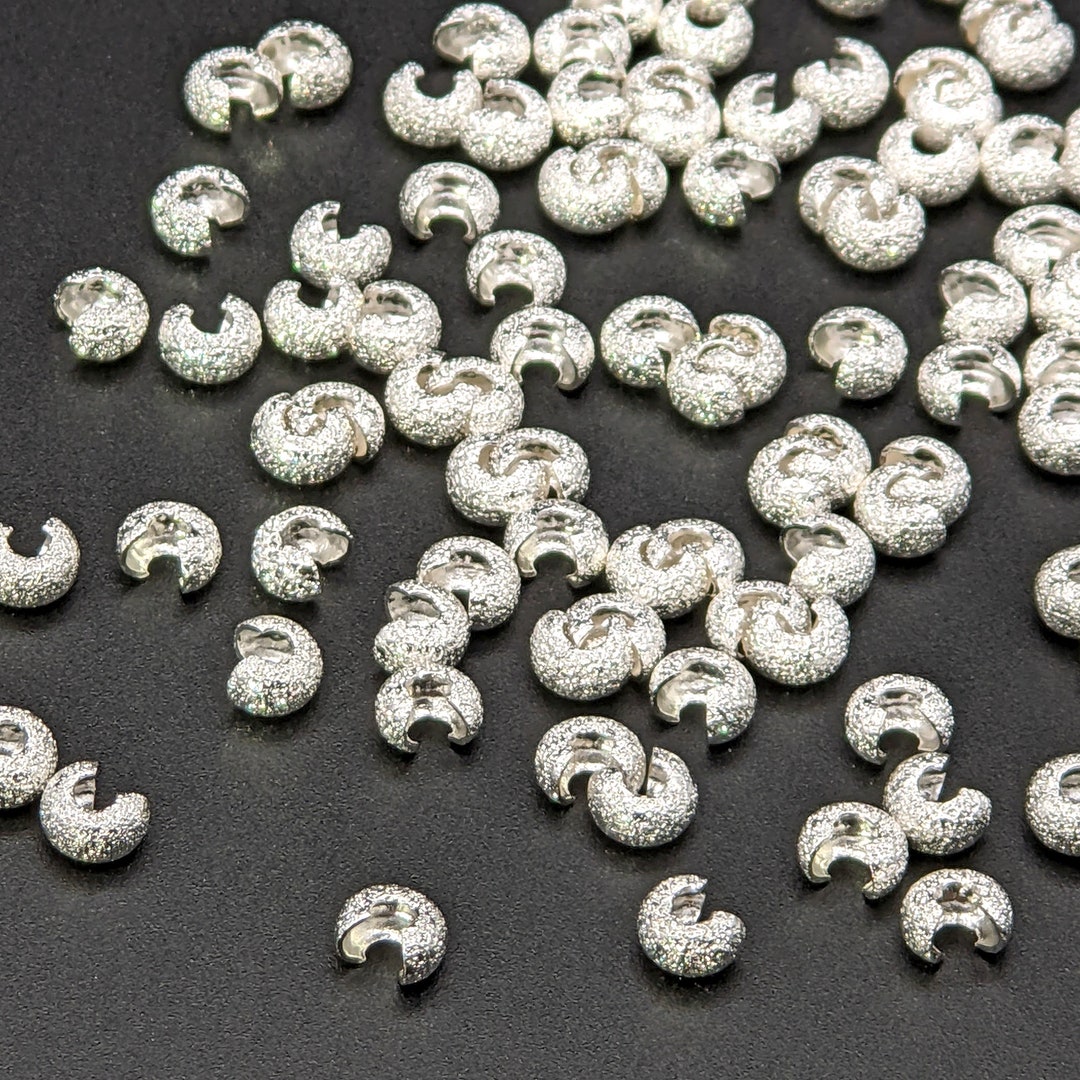 Silver Stardust Crimp Bead Covers, 4mm Silver Plated Knot Cover ...