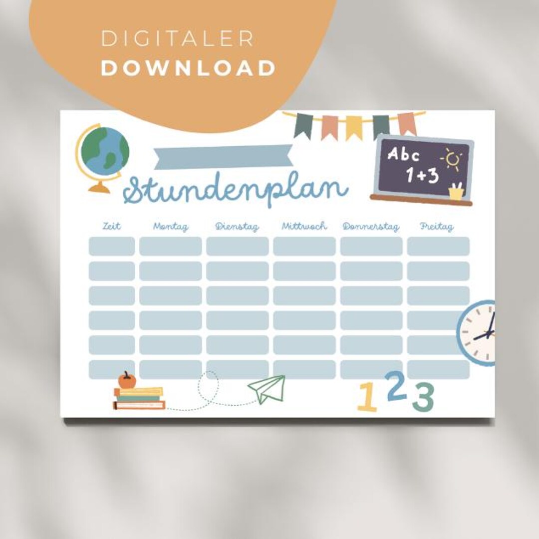 Printable Timetable | A4 PDF Template for Children | School Timetable ...