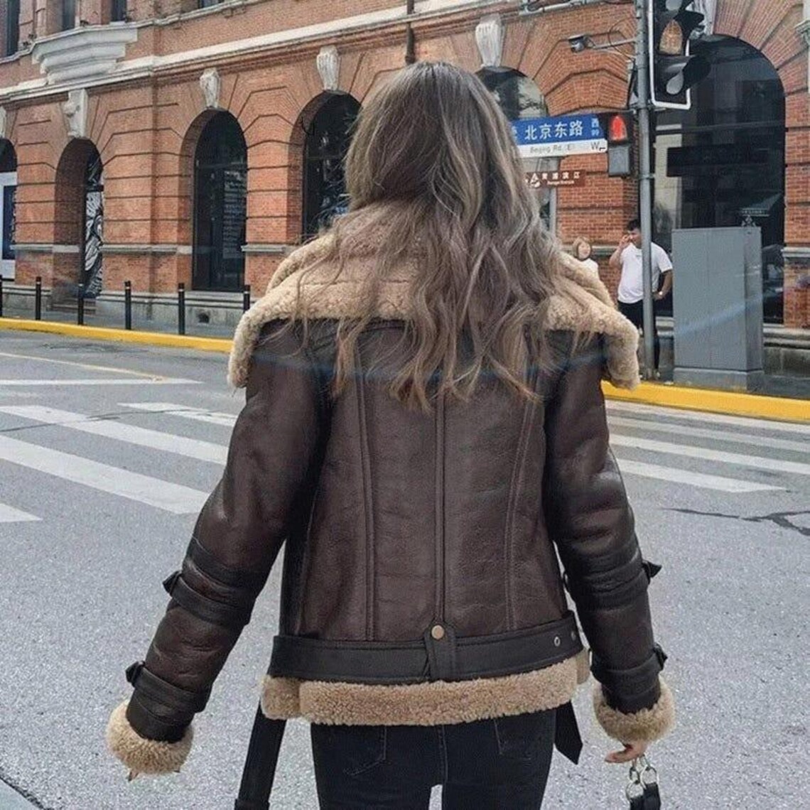 Women's Shearling Aviator Jacket: Lambskin Leather B3 Bomber - Etsy