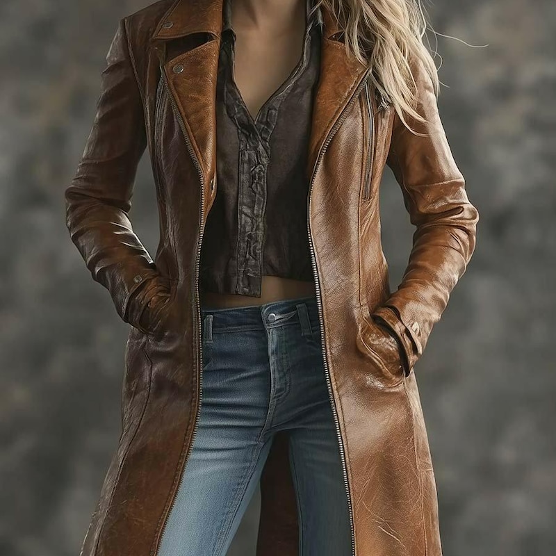 Ladies Retro Leather Coat - Etsy