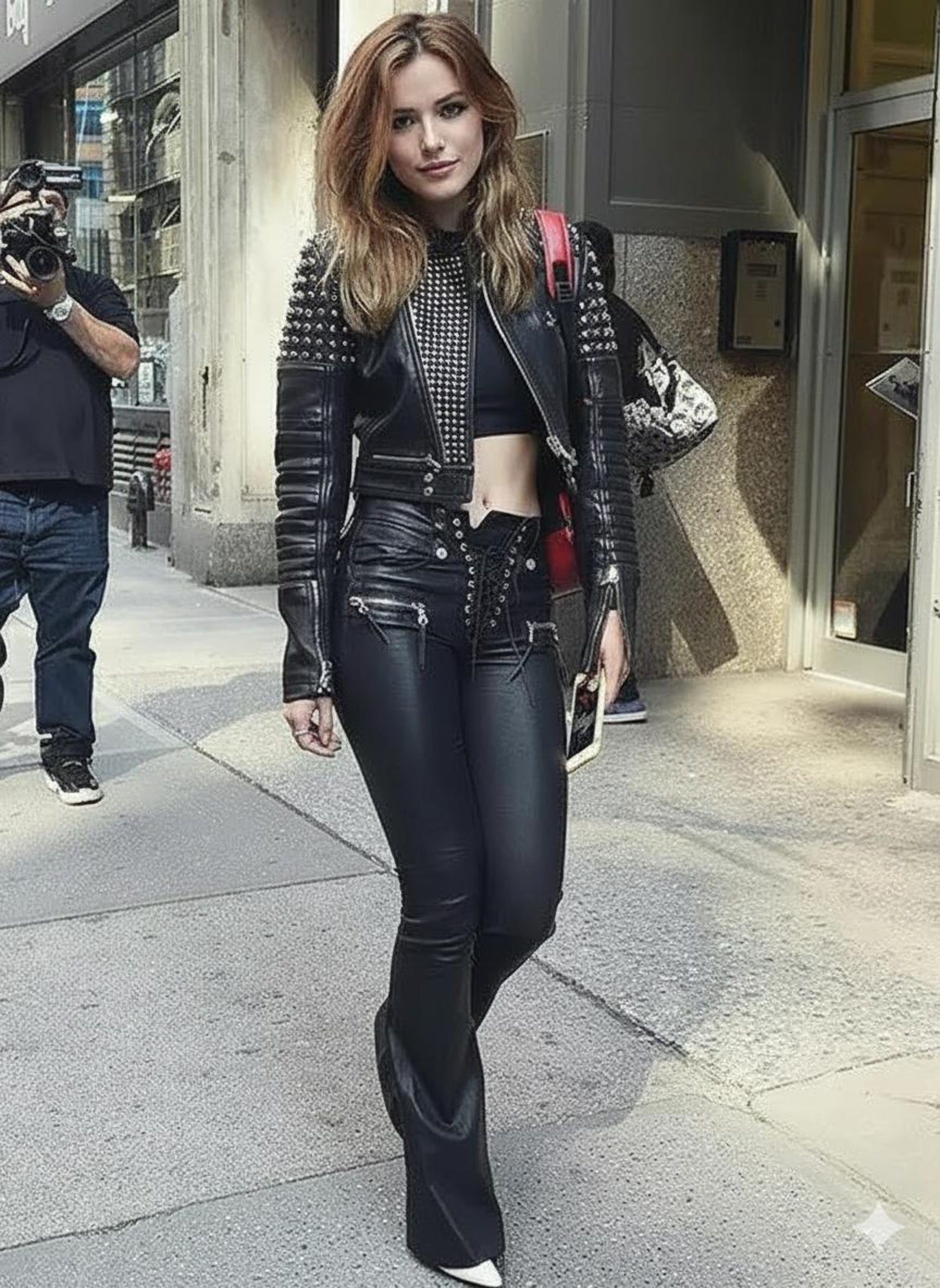 BELLA THORNE Black Leather Pants Genuine Lambskin Flared Leather ...