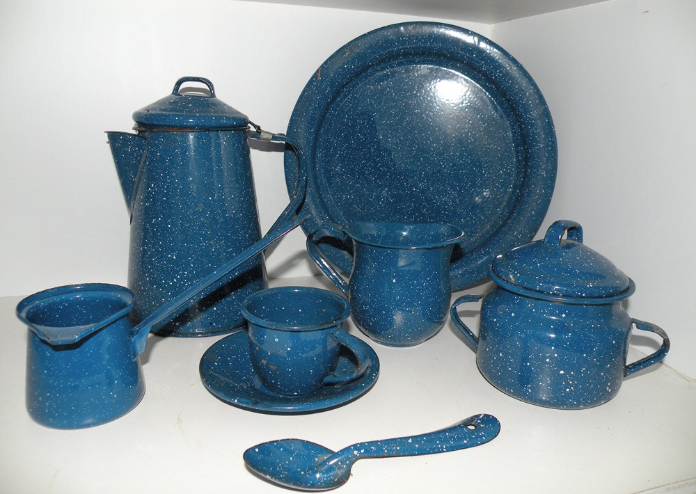 Blue Enamel Camping Cookware