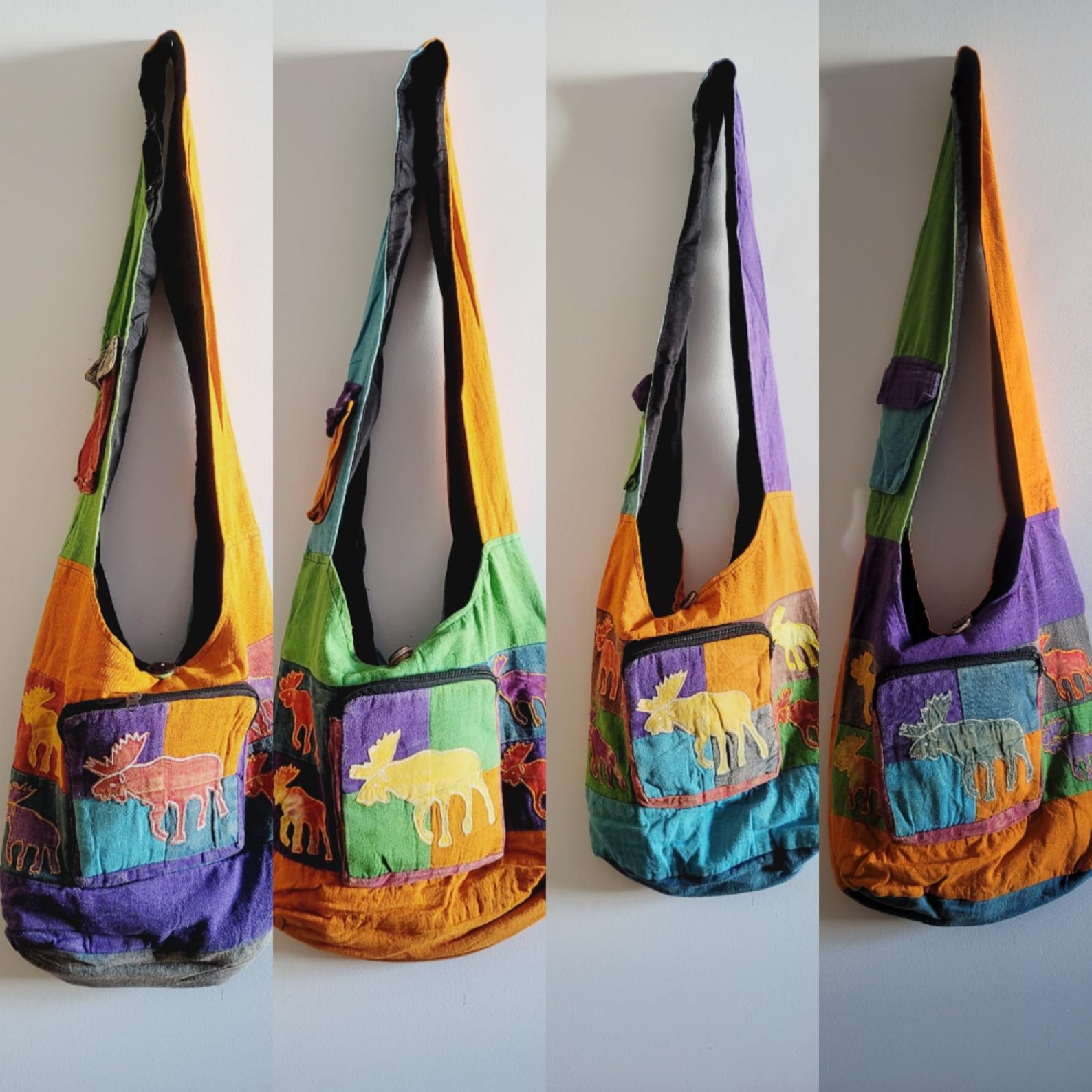 Handmade Patchwork Cotton Crossbody Bag: Boho Hippie Style, 70s Vintage ...