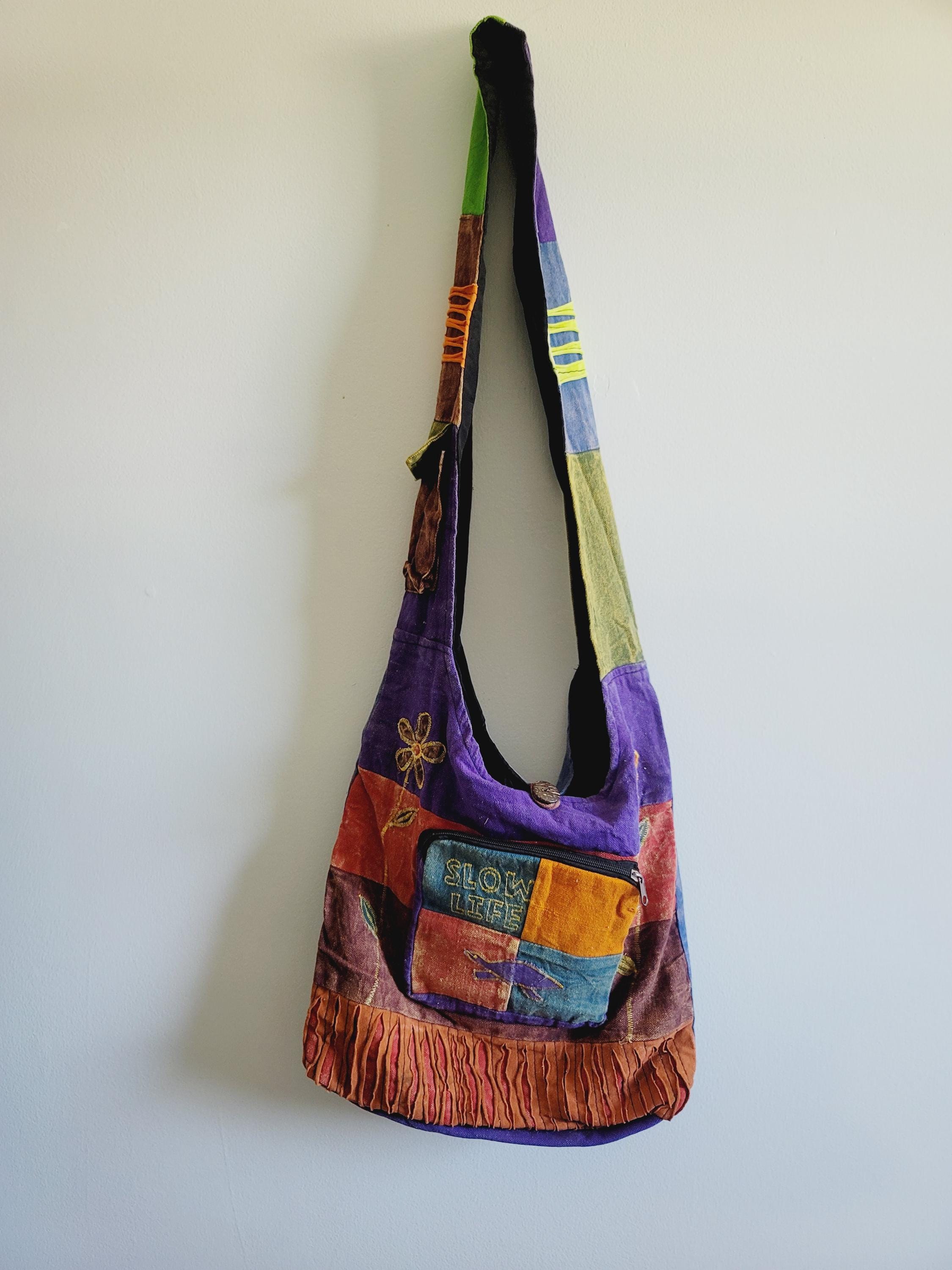 Handmade Patchwork Cotton Crossbody Bag: Boho Hippie Style - Etsy