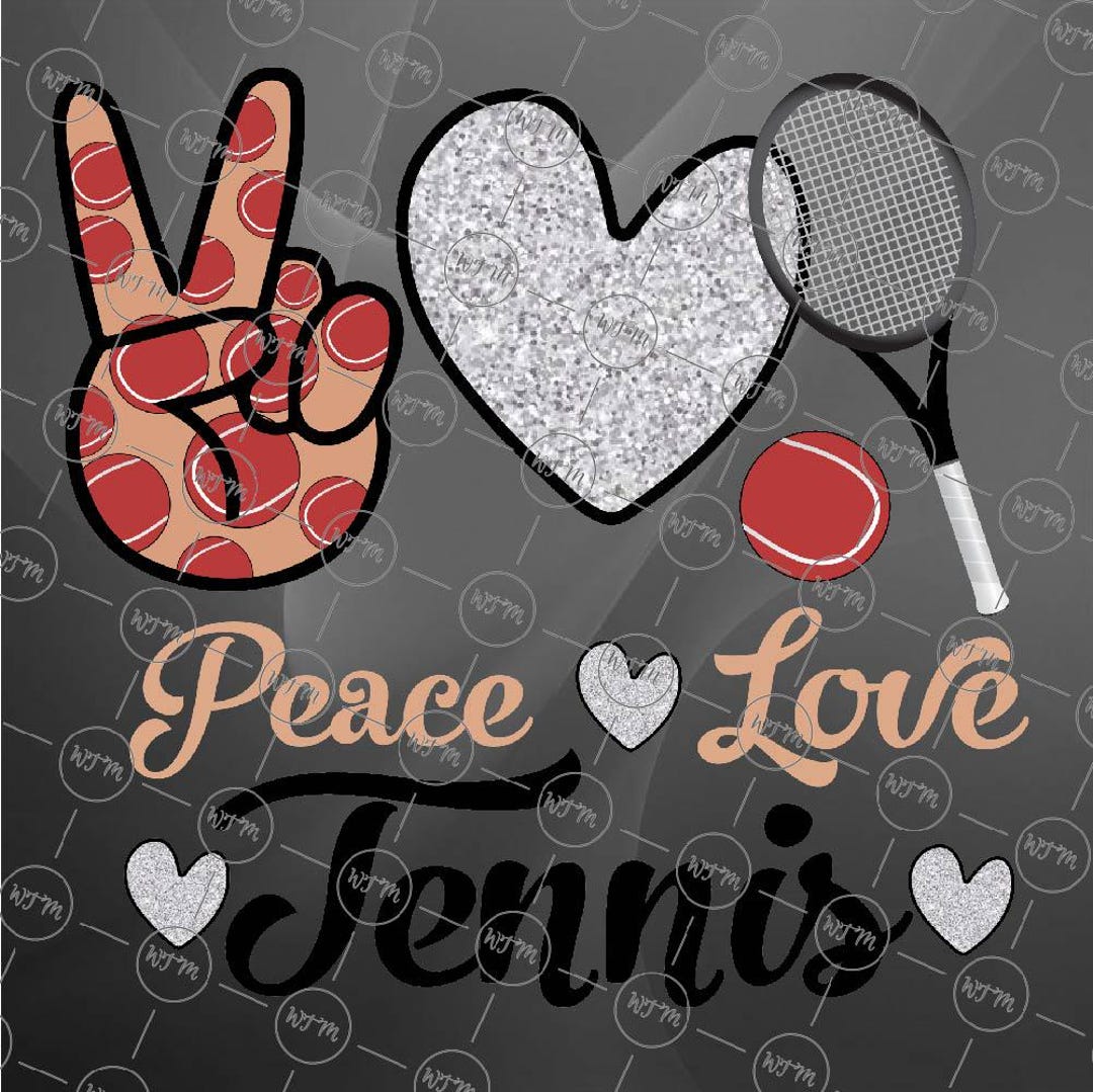 Peace Love Tennis SVG, Tennis Heart Cut File, Tennis Player Digital ...
