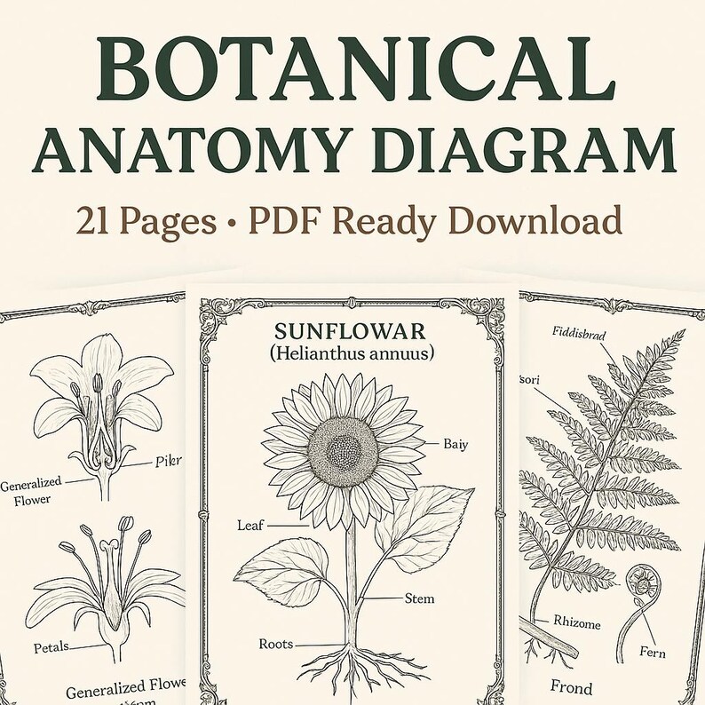 Botanical Anatomy Diagrams Coloring Book: Vintage Plant Prints ...