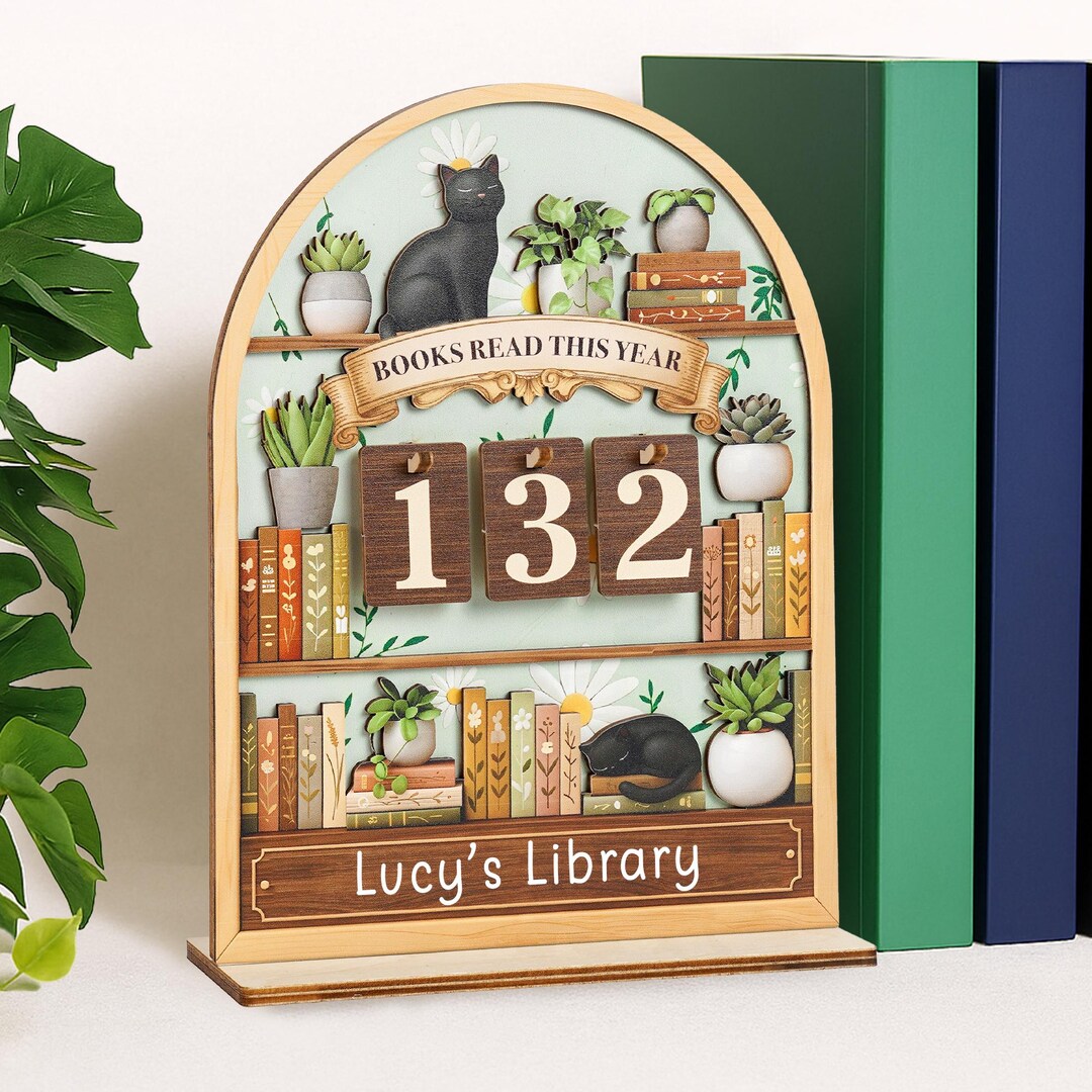 Personalized Book Reading Tracker Board | Custom Name Wooden Reading ...