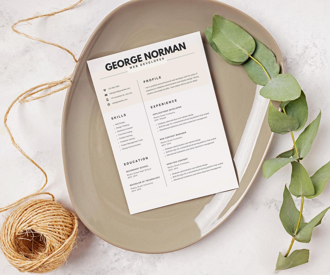 Modern Resume Template + Matching Cover Letter | Templates for Word ...