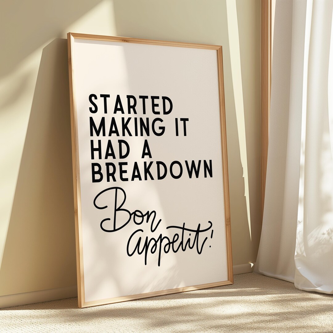 Bon Appétit Print | Funny Kitchen Wall Art | Digital Download | Mental ...