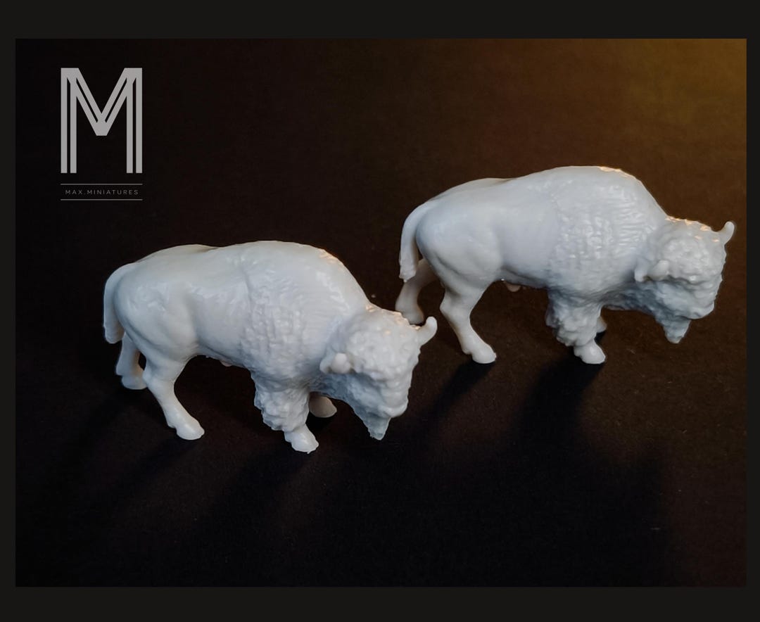 X2pcs 1/64 1/87 1/160 Nscale HO Animal #2 Bison Diorama Miniature Model ...