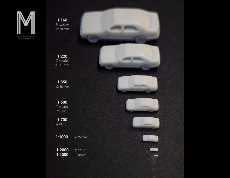 10pcs TINY MINIATURE CAR N, T, Z Scale Gauge to 1/4000 Diorama Model ...