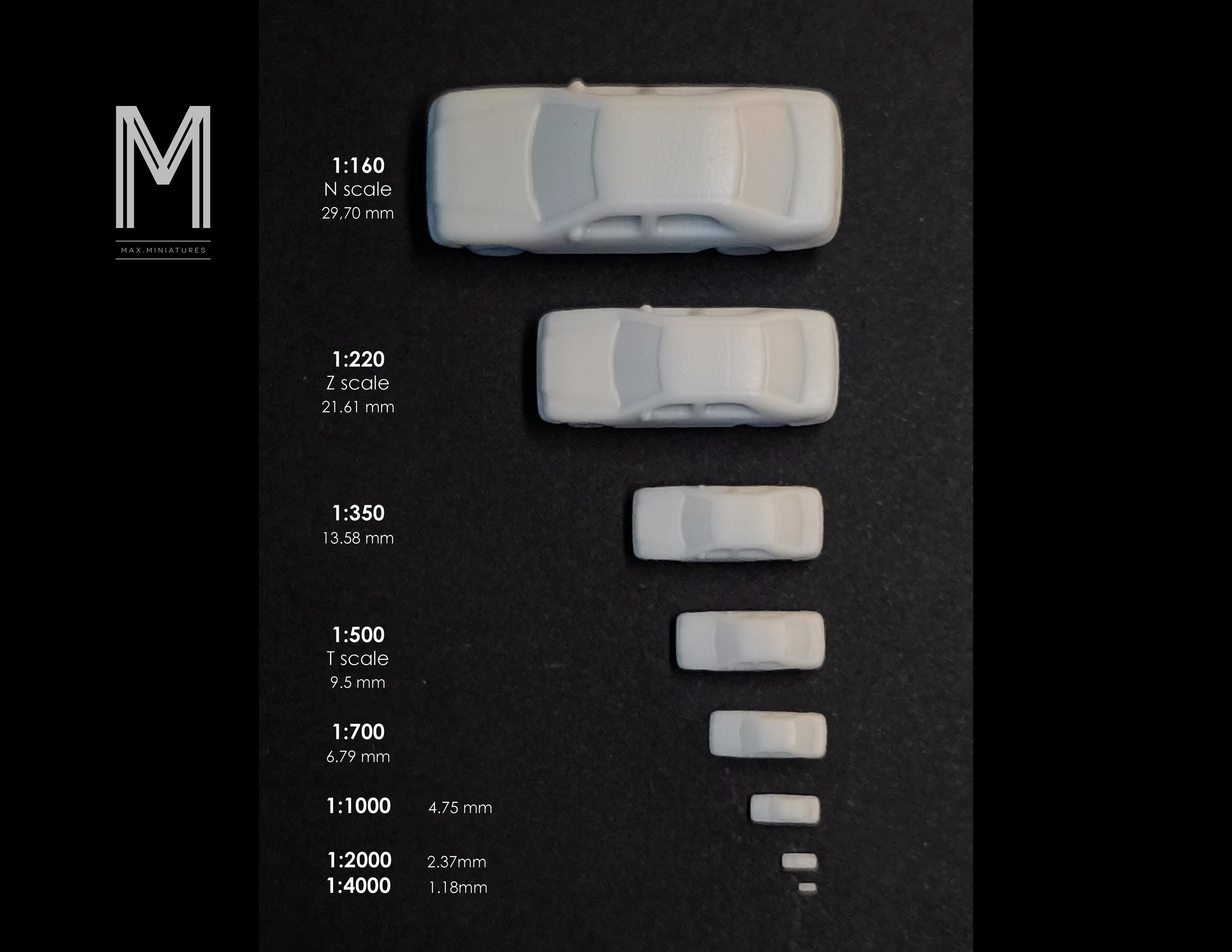 10pcs TINY MINIATURE CAR N, T, Z Scale Gauge to 1/4000 Diorama Model ...