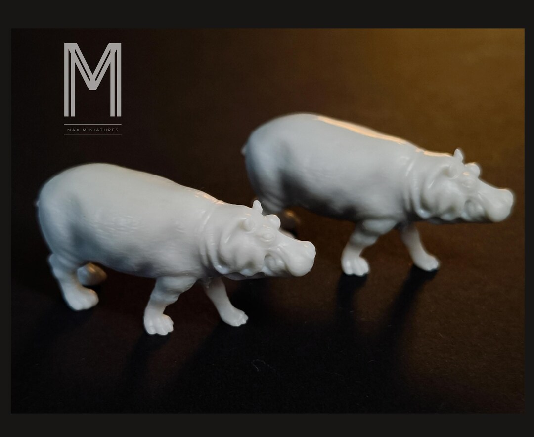 X2pcs 1/48 1/64 1/87 1/160 Nscale HO Animal #4 Hippopotamus Diorama ...