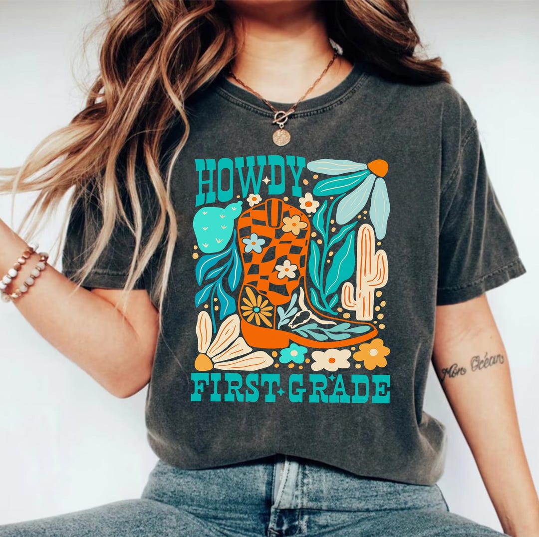 Howdy First Grade PNG, Western School Shirt Design, Sheriff Badge ...