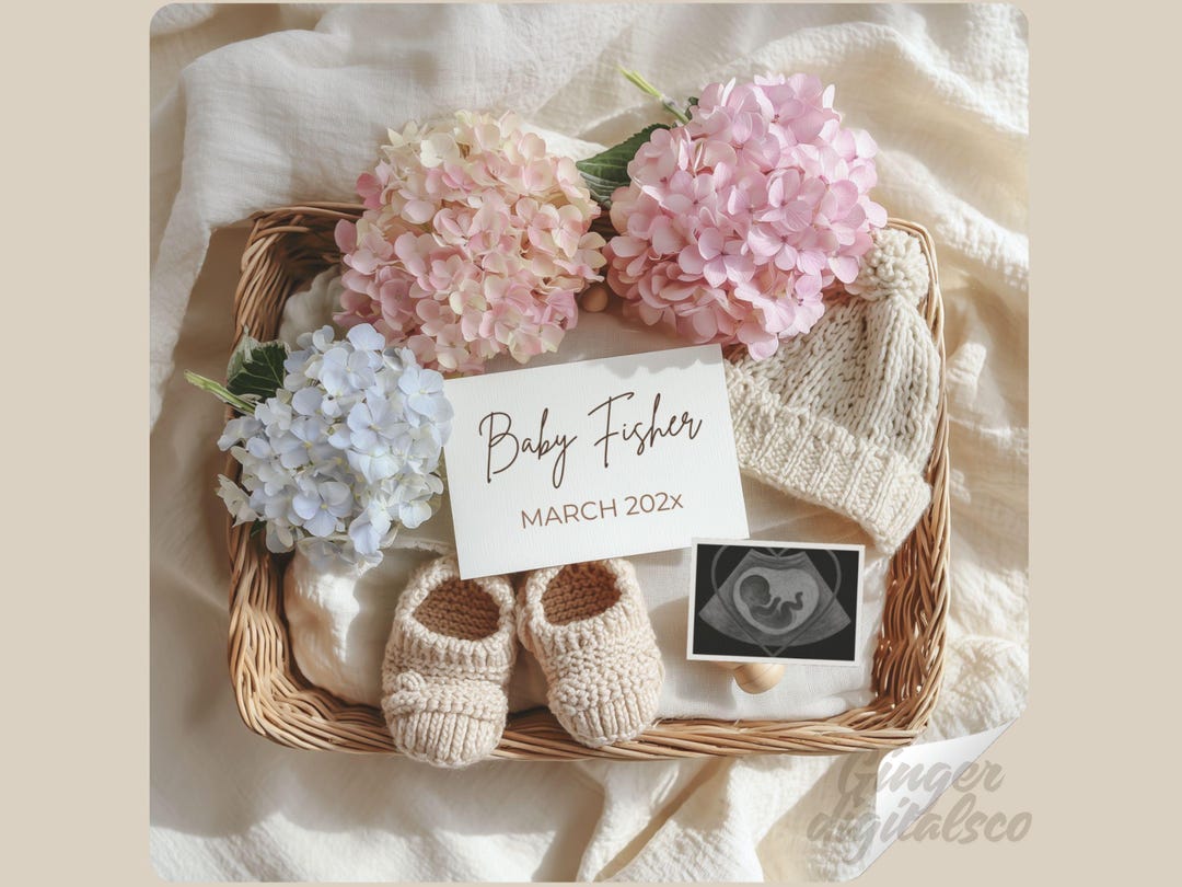 Gender Neutral Pregnancy Announcement Template Editable in Canva Flat ...