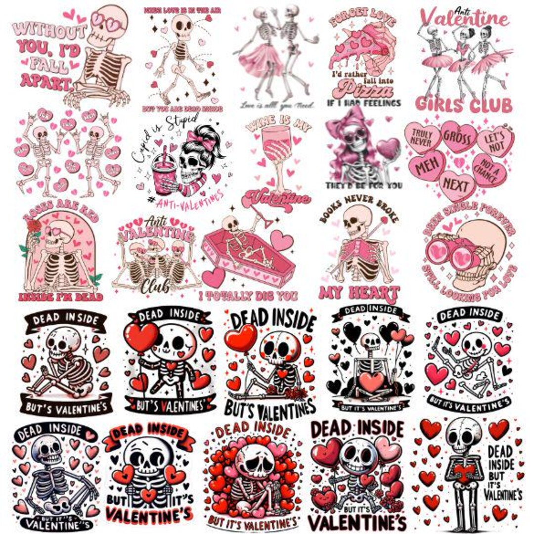 Skeleton Valentine PNG BUNDLE, Funny Valentine's Png, Valentine's Day ...